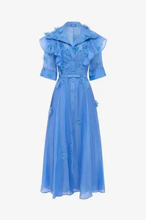 LEO LIN Anya Petal Midi Dress - Azure