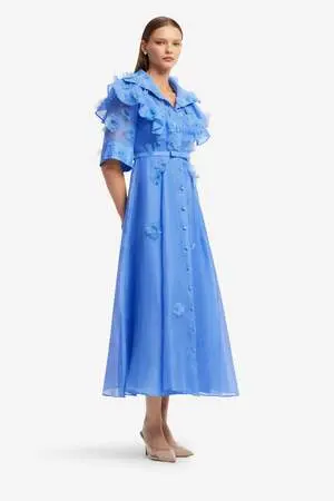 LEO LIN Anya Petal Midi Dress - Azure