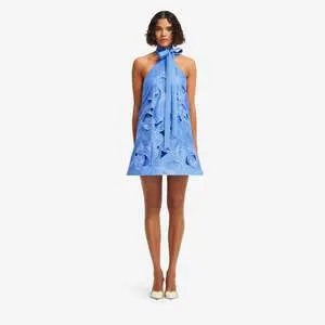 LEO LIN Lola Appliqué Halterneck Mini Dress