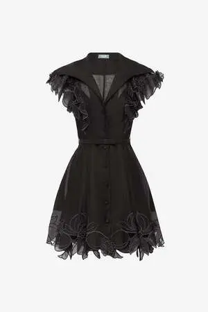 LEO LIN Isla Appliqué Mini Dress - Ebony