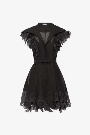 LEO LIN Isla Appliqué Mini Dress - Ebony