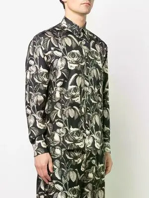 Roberto Cavalli Rose-print Silk Shirt