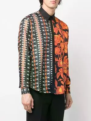 Roberto Cavalli Patchwork Rose-print Silk Shirt