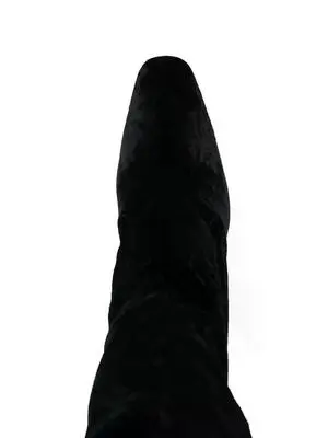 Saint Laurent Ella Velvet 110mm Thigh-high Boots - Black
