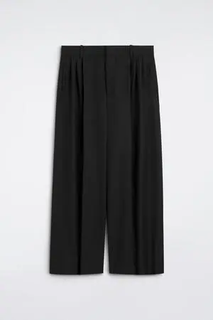 Cos Pleated Relaxed-fit Wide-leg Pants - Black