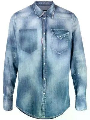 Dsquared2 Acid Wash Denim Shirt - Blue