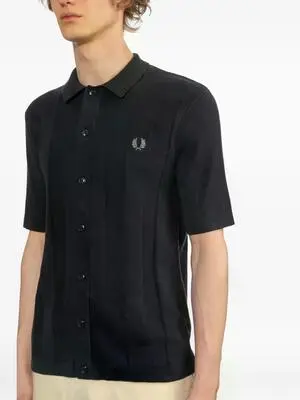 Fred Perry Logo-embroidered Short Sleeve Shirt - Blue