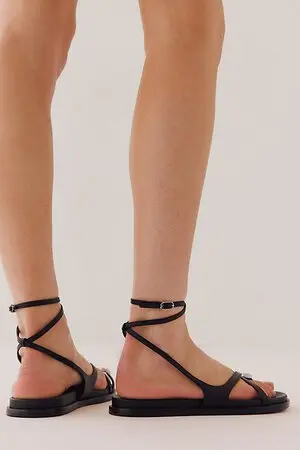 Sam Edelman Lottie Strappy Sandals With Aged Finish Hardware - Black
