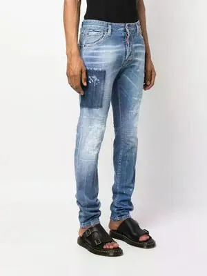 Dsquared2 Light Wash Logo Print Jeans