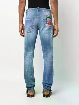 Dsquared2 Light Wash Logo Print Jeans