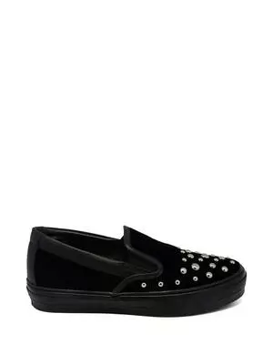 FERRAGAMO Stud-embellished Velvet Loafers