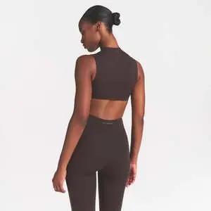 SKIMS Mock Neck Bra Top | Deep Neutral | | Nike Studio Stretch - Dark Roast