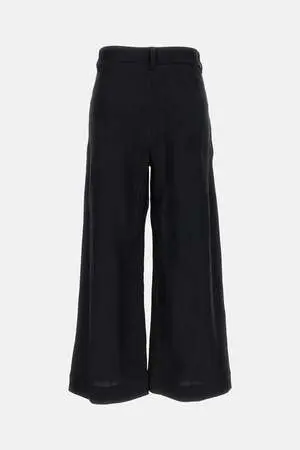 Max Mara Cotton Stretch Linen Blend Trousers - Black