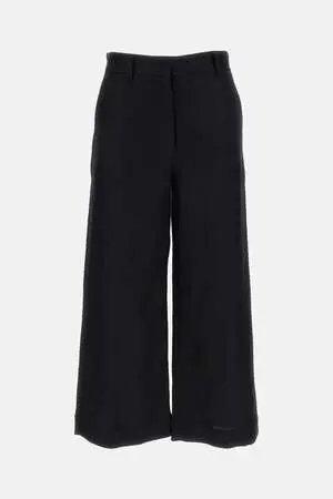Max Mara S Max Mara Cotton Stretch Linen Blend Trousers Black