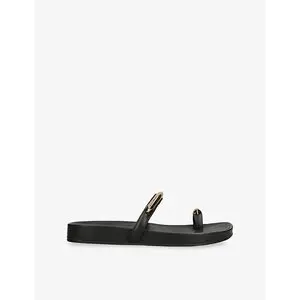 Dolce Vita Sayah Leather Sandals With Gold-toned Hardware - Black