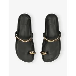 Dolce Vita Sayah Leather Sandals With Gold-toned Hardware - Black