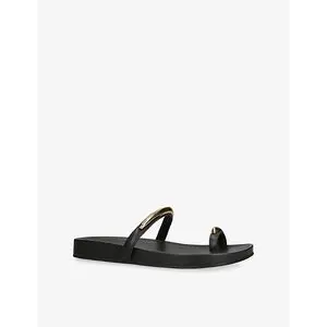 Dolce Vita Sayah Leather Sandals With Gold-toned Hardware - Black