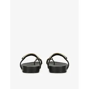 Dolce Vita Sayah Leather Sandals With Gold-toned Hardware - Black