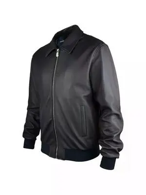 BILLIONAIRE Logo Plaque Leather Jacket