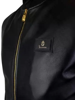 BILLIONAIRE Logo Patch Leather Jacket