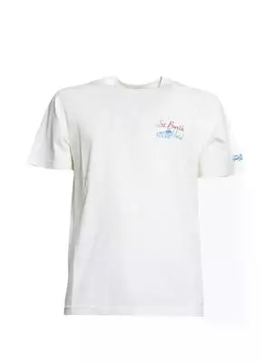 MC2 SAINT BARTH Portland T-shirt With St. Barth Hotel Print - White