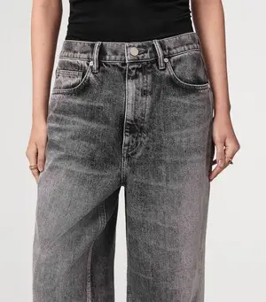 ALLSAINTS Fox Asymmetrical Wide-leg Jeans - Black