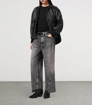 ALLSAINTS Fox Asymmetrical Wide-leg Jeans - Black