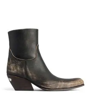 Balenciaga Memphis Bullskin Worn-out Ankle Boots - Black