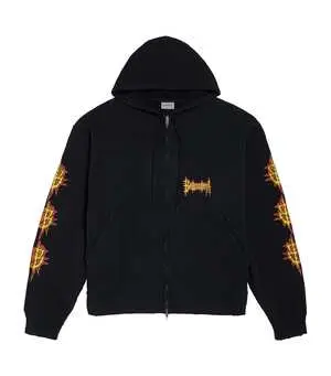Balenciaga Sacré Cœur Logo Zip-up Hoodie - Black