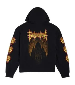 Balenciaga Sacré Cœur Logo Zip-up Hoodie - Black