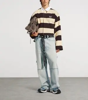 Balenciaga Striped Long-sleeve Polo Shirt - Red