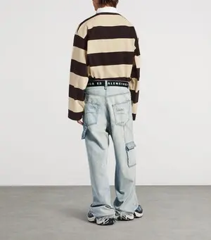 Balenciaga Striped Long-sleeve Polo Shirt - Red