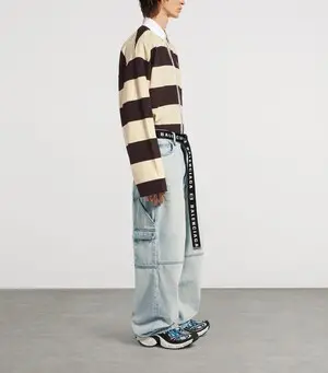 Balenciaga Striped Long-sleeve Polo Shirt - Red