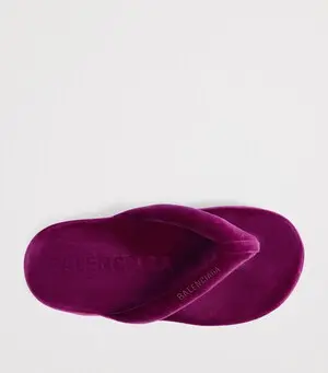 Balenciaga Velvet Jet Lag Flatform Flip Flops - Pink