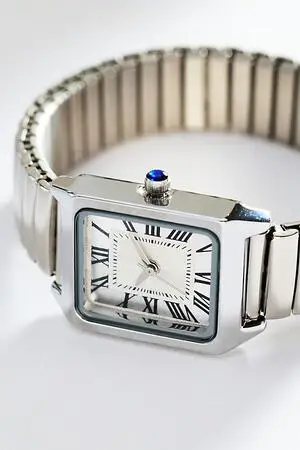 Anthropologie Square Stretch Watch With Gold-plated Details