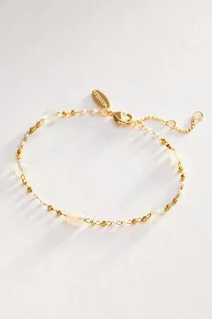 Anthropologie Rawbar Delicate Stone Bracelet - Pearl