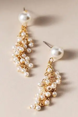 Anthropologie Draping Pearl Drop Earrings - Gold
