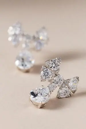 Nadri Whimsy Bow Drop Earrings - Silver