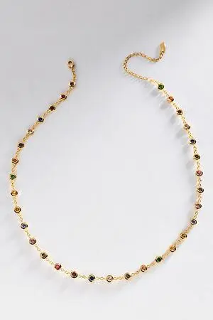 Anthropologie Bezel Crystal Necklace - Multi