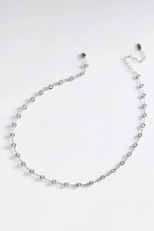 Anthropologie Bezel Crystal Station Necklace - Silver