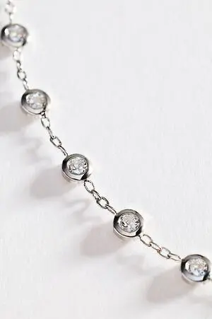 Anthropologie Bezel Crystal Station Necklace - Silver