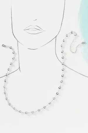 Anthropologie Bezel Crystal Station Necklace - Silver