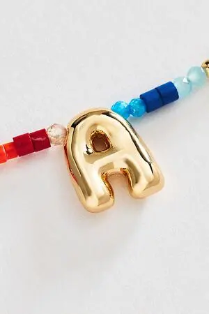 Anthropologie Mini Beaded Bubble Initial Necklace A