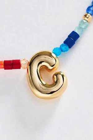 Anthropologie Mini Beaded Bubble Initial Necklace C
