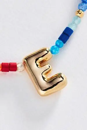 Anthropologie Mini Beaded Bubble Initial Necklace E