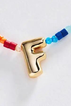 Anthropologie Mini Beaded Bubble Initial Necklace F