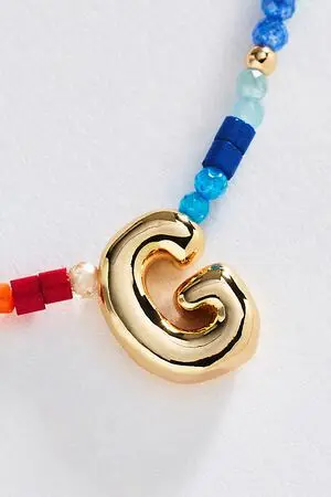 Anthropologie Mini Beaded Bubble Initial Necklace G