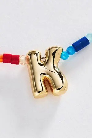 Anthropologie Mini Beaded Bubble Initial Necklace K
