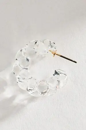 Anthropologie Twisted Glass Hoop Earrings - Clear