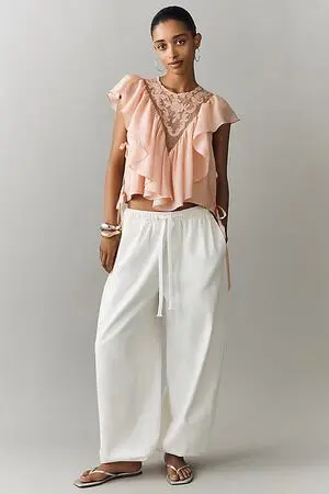 Anthropologie Sheer Ruffle Top